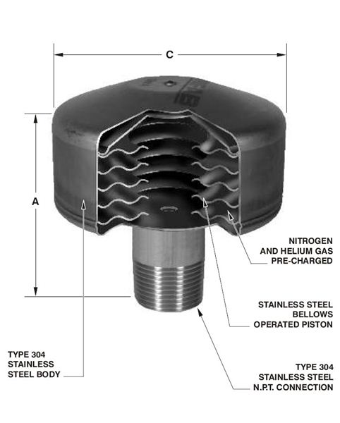 Model # WHB-B WHB Series - Stainless Steel Bellows Type Water Hammer ...