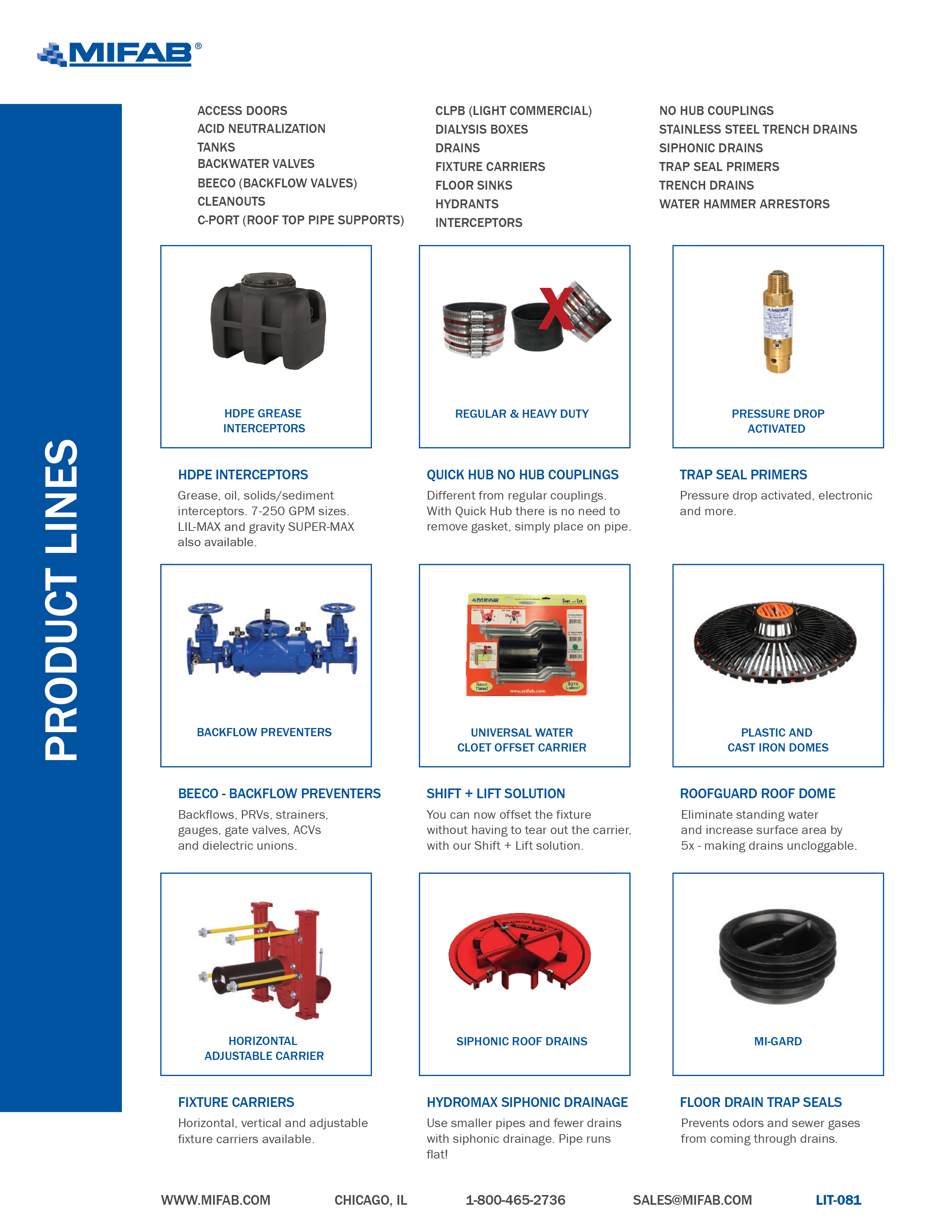 Sales Sheets / Line Cards | Mifab Plumbing & HVAC